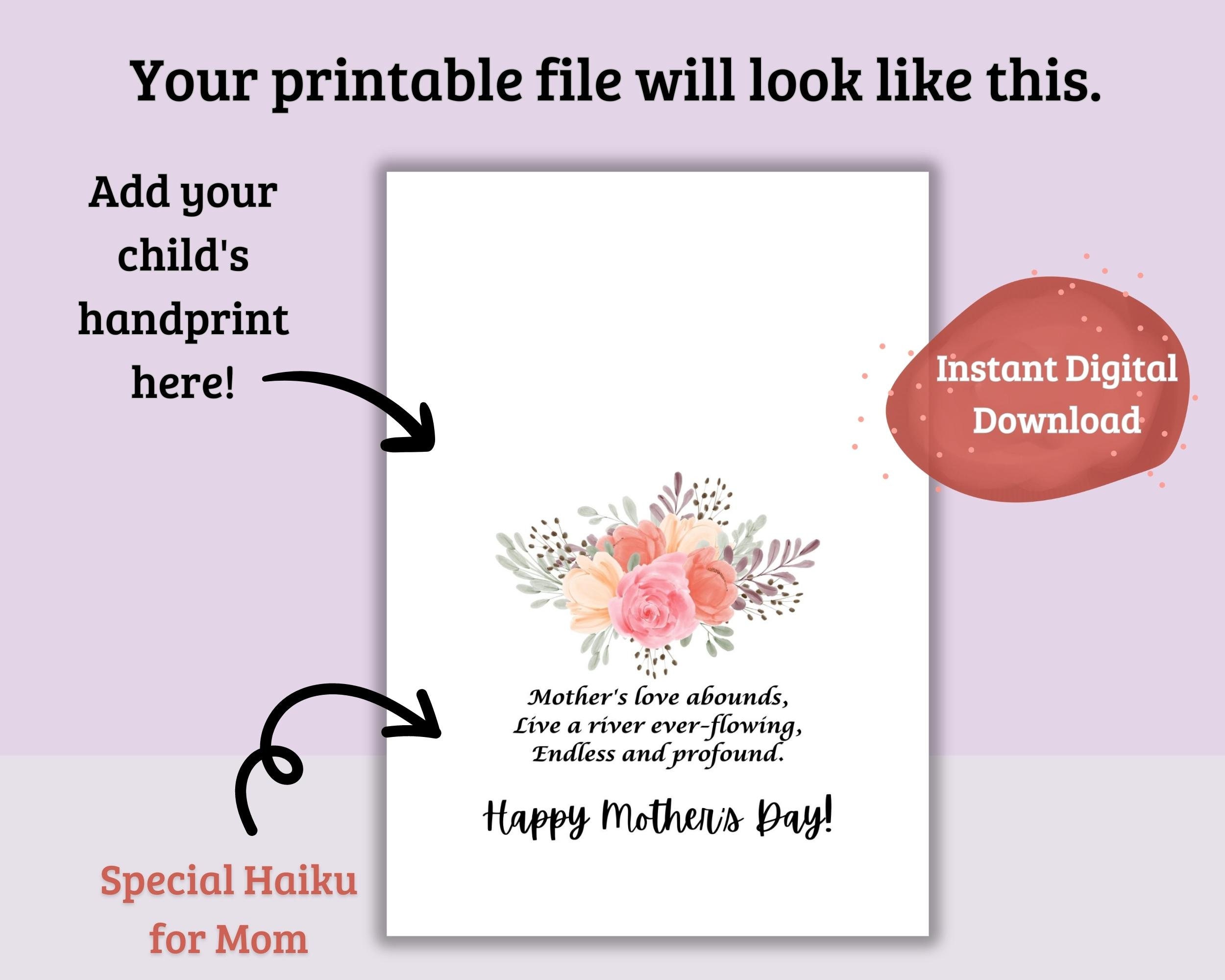 Mother's Day Handprint Craft Printable, Peony Bouquet DIY Template ...