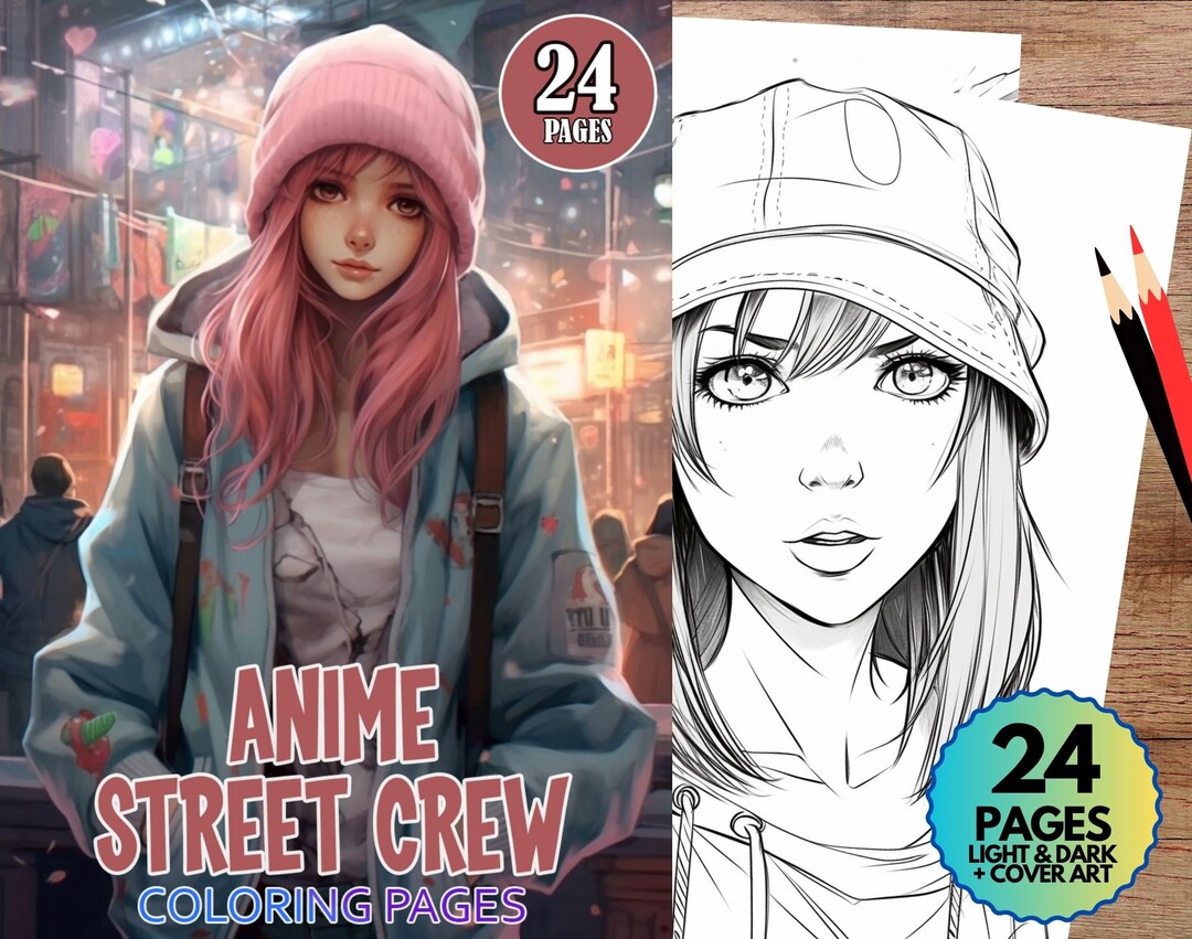 Anime Street Crew Colouring Pages 24 Pages Adult Kids - Etsy