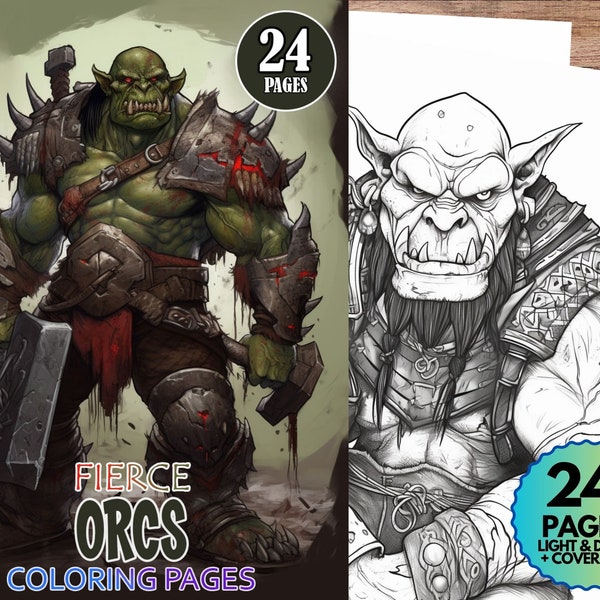 Fantasy Orc Coloring - Etsy