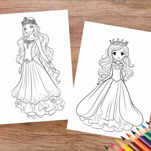30 Cute Princess Coloring Pages, Kids Coloring Book, Instant PDF ...