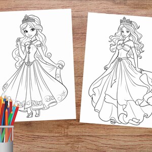 30 Cute Princess Coloring Pages, Kids Coloring Book, Instant PDF ...