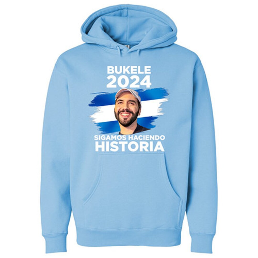 Nayib Bukele President 2024 Reelection Light Blue Hoodie El Salvador ...