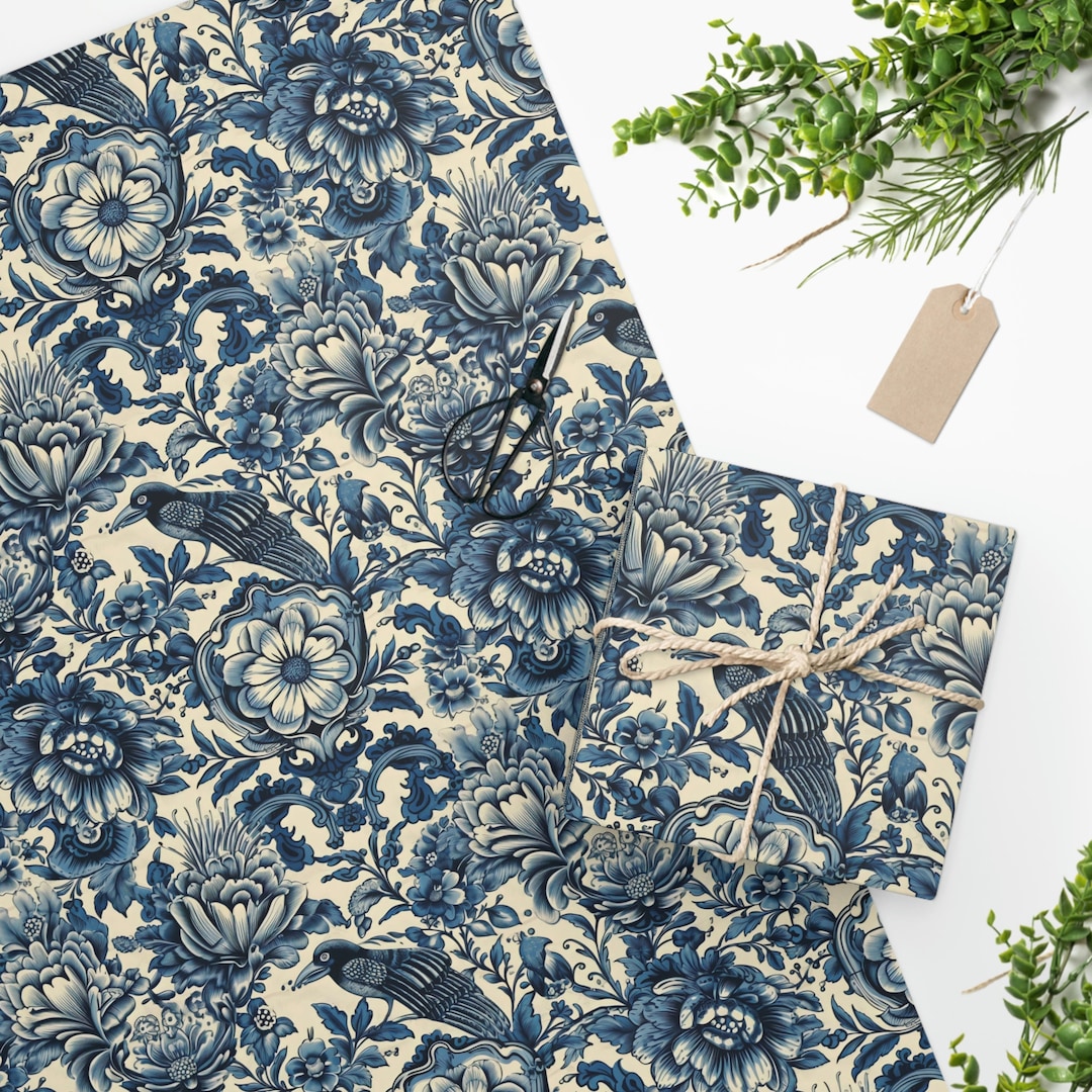 Delft Blue Wrapping Paper - Etsy