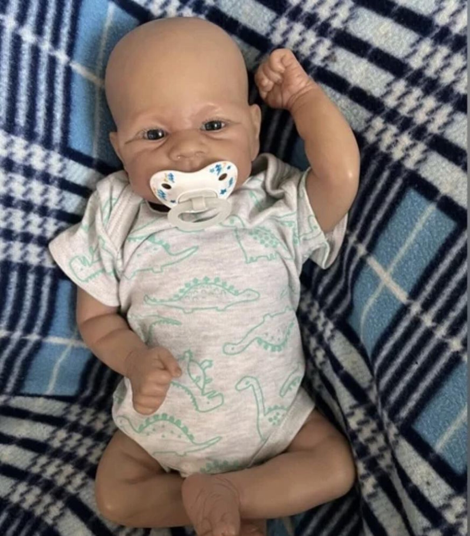 Blue Eyed Handmade Bald Reborn Realistic Newborn Baby Doll W/ Nuk ...