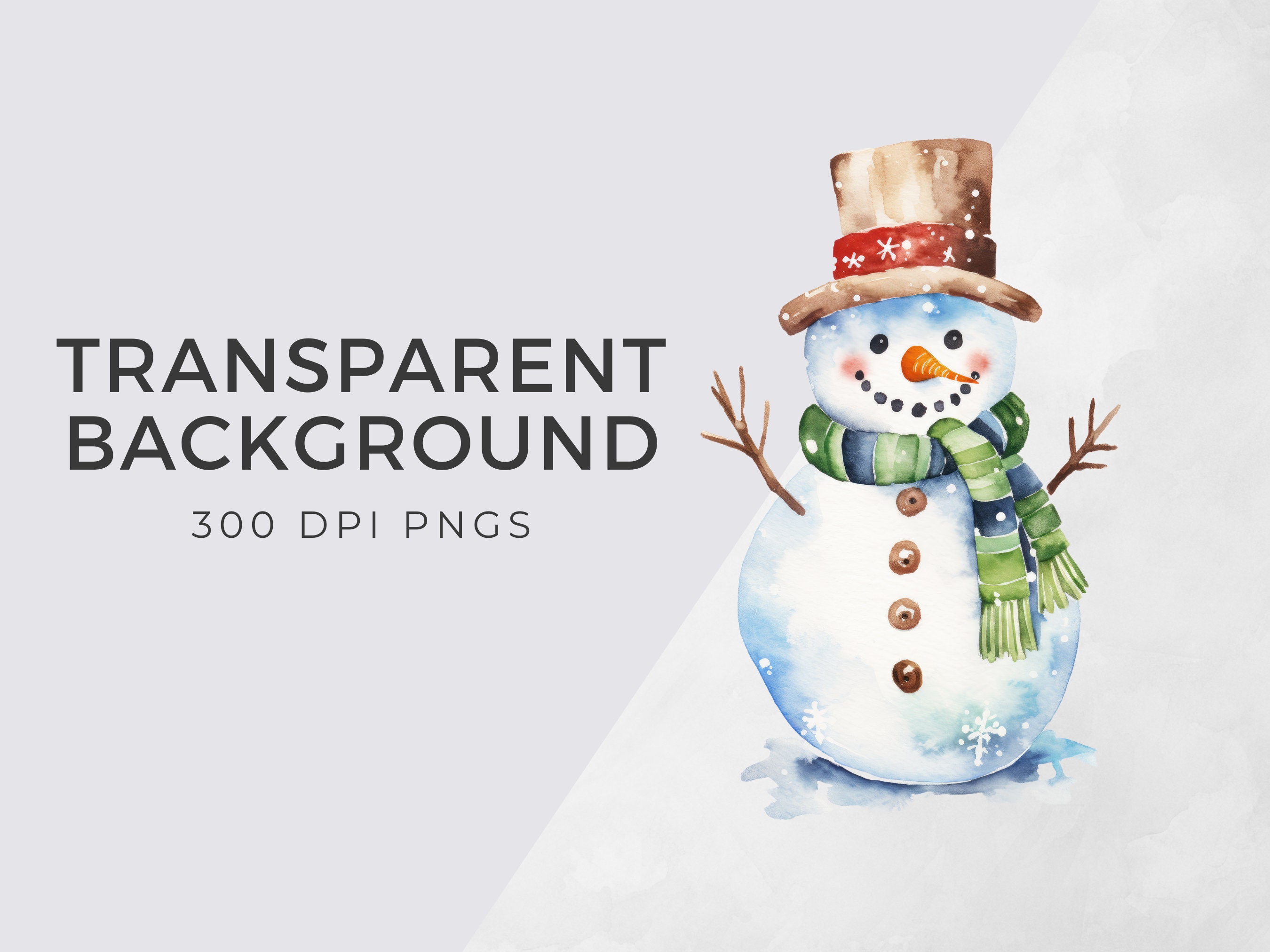 Watercolor Snowman Clipart Pack, Clipart for Commercial Use, Christmas ...