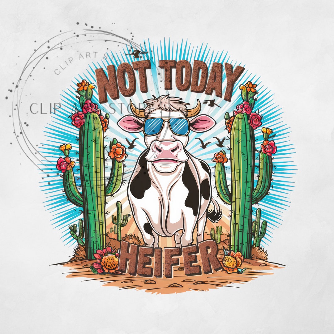 Not Today Heifer PNG, Funny Highland Cow Clipart, Long Haired Cow ...