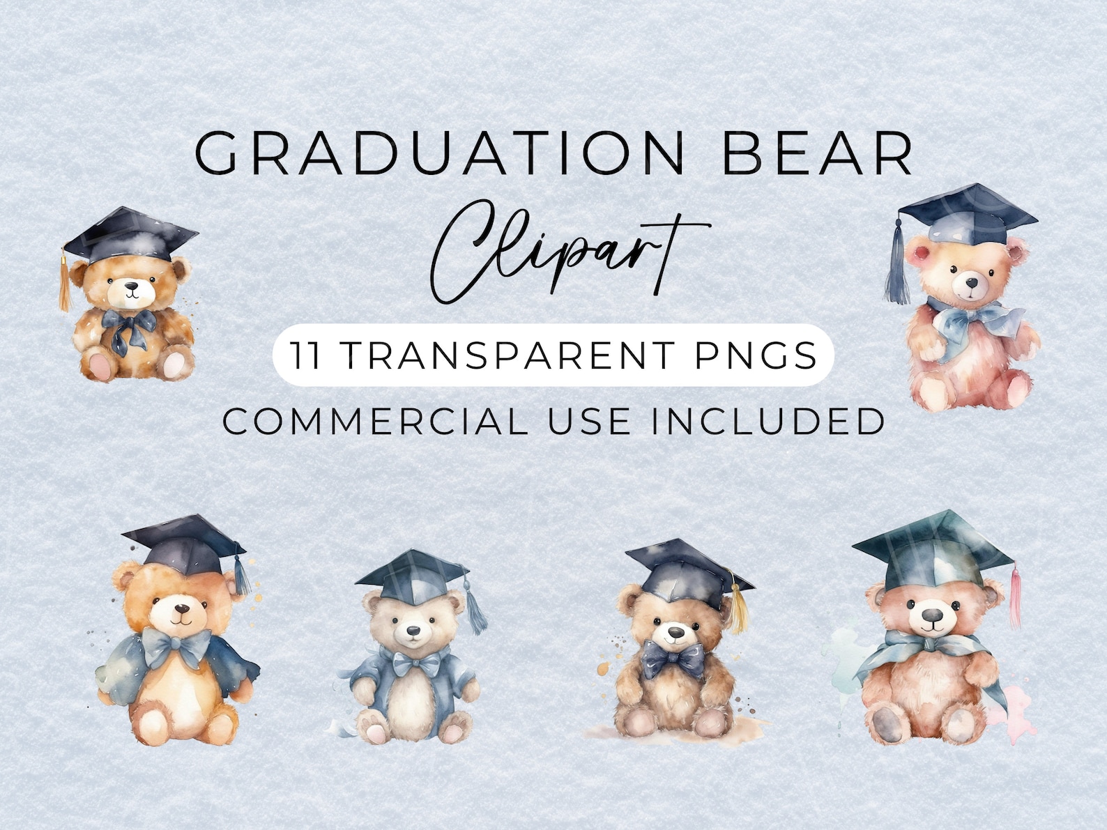 Graduation Teddy Bear Clipart, Watercolor Clipart, Clipart for ...