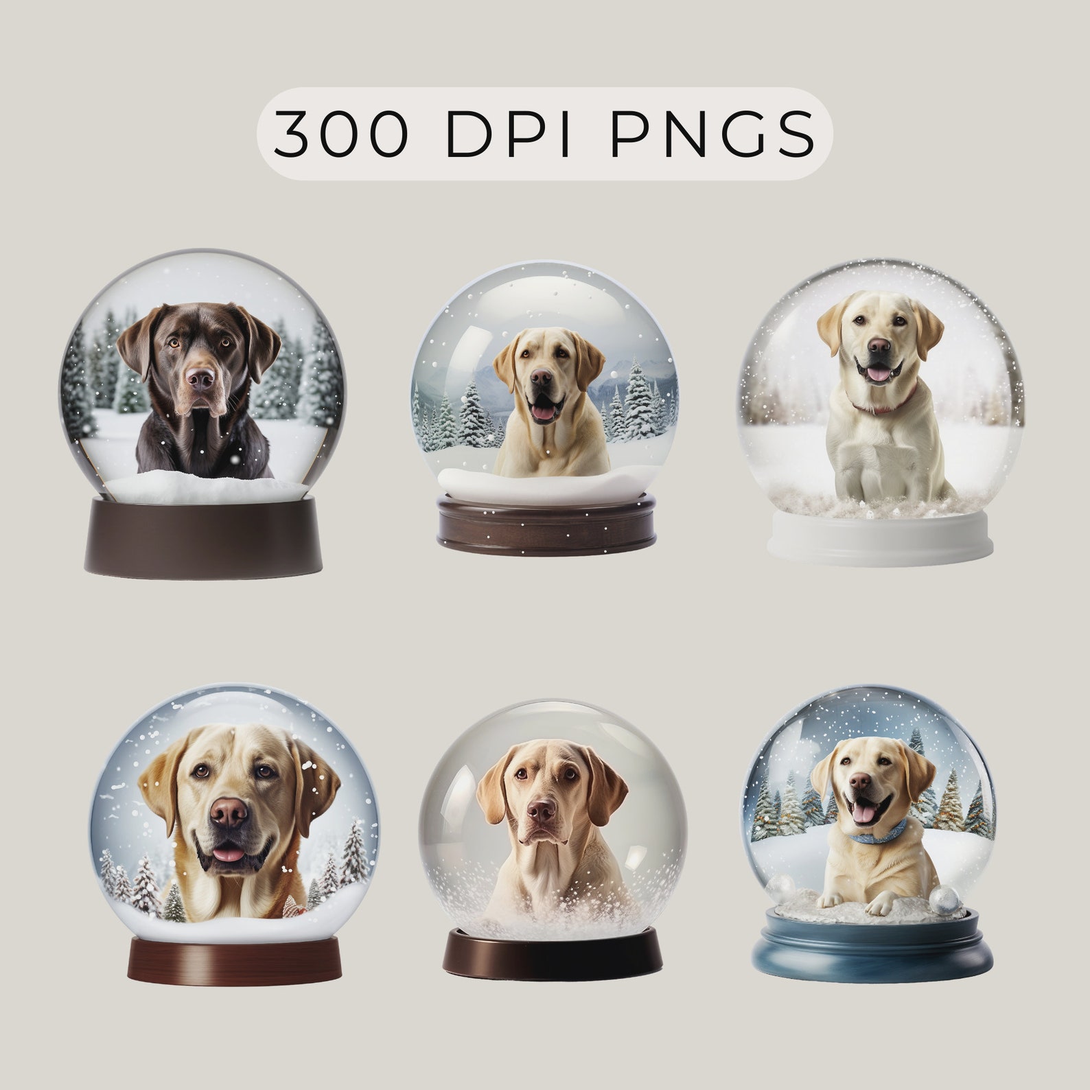 Labrador Snow Globe Clipart, Clipart for Commercial Use, Cute Dog Clip ...