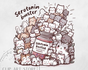 Serotonin Booster Cat PNG File, Cat Mom Graphic Tshirt PNG File, Cat ...