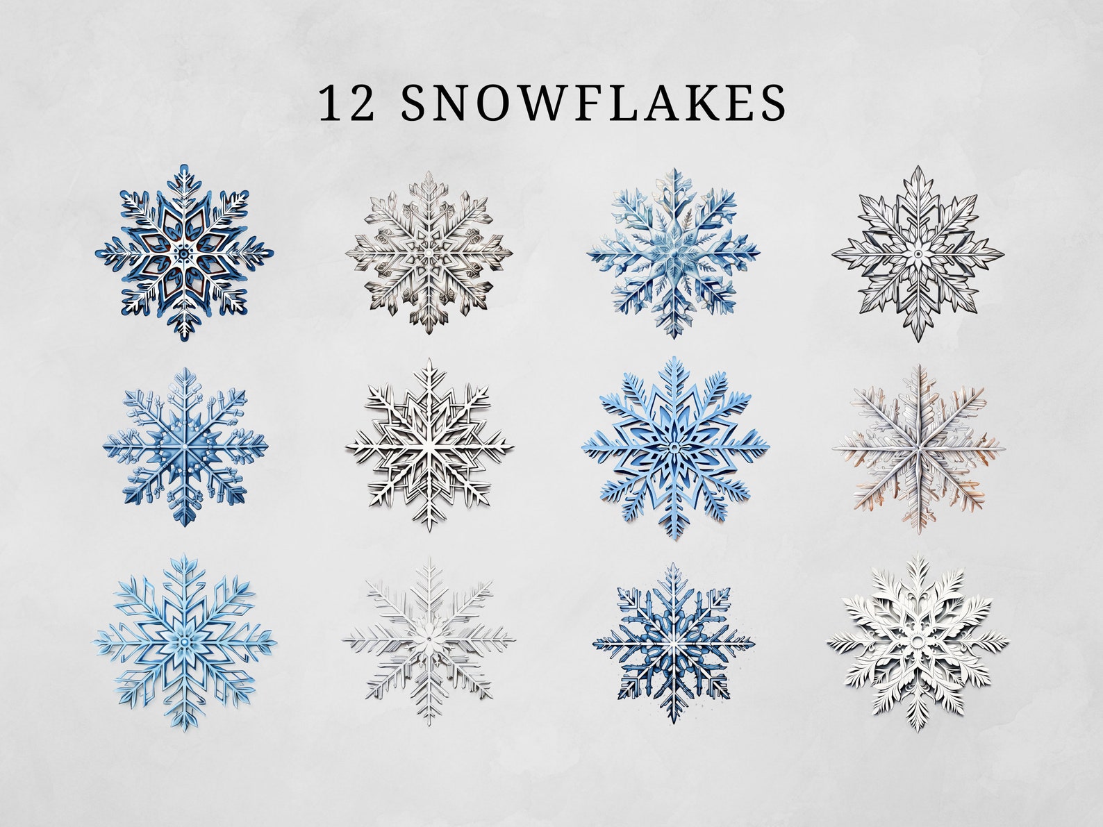 Snowflake Clipart Pack, Clipart for Commercial Use, Christmas PNG ...