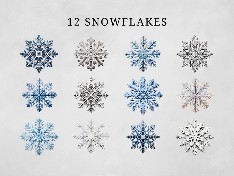 Snowflake Clipart Pack, Clipart for Commercial Use, Christmas PNG ...