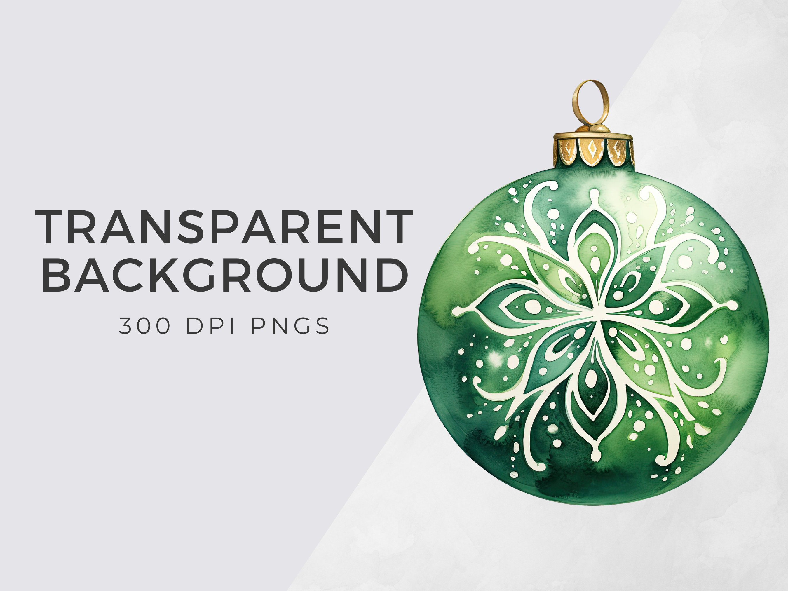 Green Christmas Ornaments Clipart Pack, Clipart for Commercial Use ...