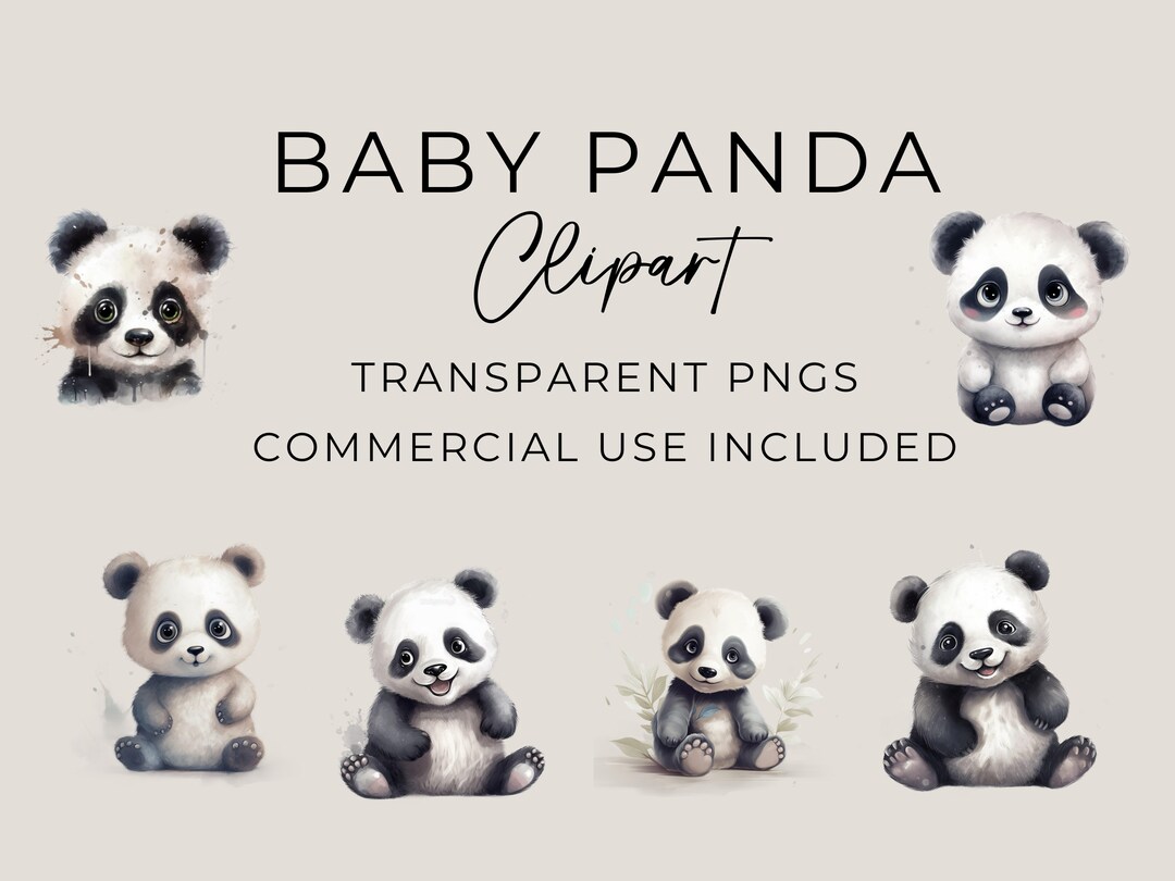 Baby Panda Clipart, Watercolor Clipart, Clipart for Commercial Use ...