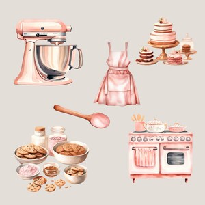 Watercolor Baking Clipart, Baking Supplies Png, Home Bakery Logo ...