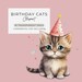 Cat Birthday Clipart, Clipart for Commercial Use, Cute Cat Clip Art ...