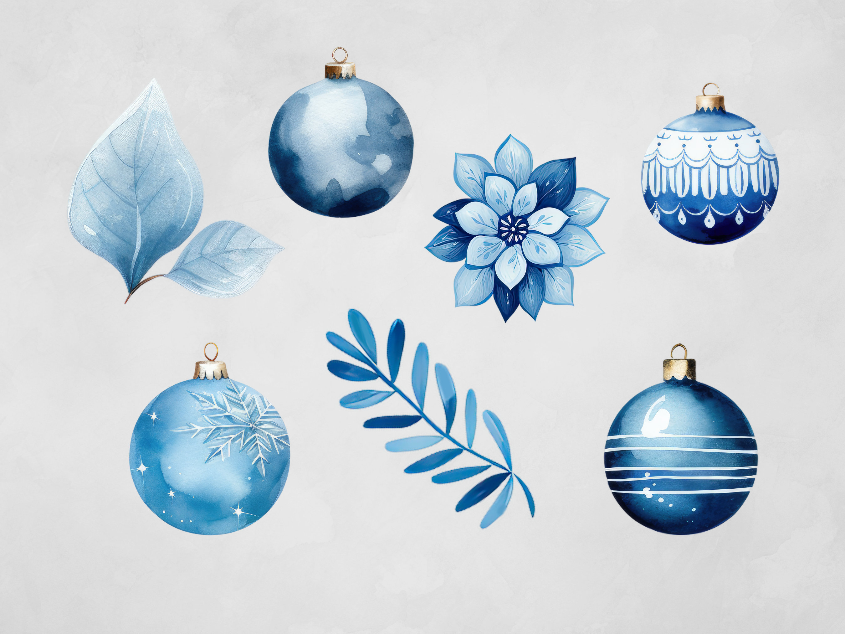 Blue Christmas Clipart Pack, Clipart for Commercial Use, Christmas PNG ...