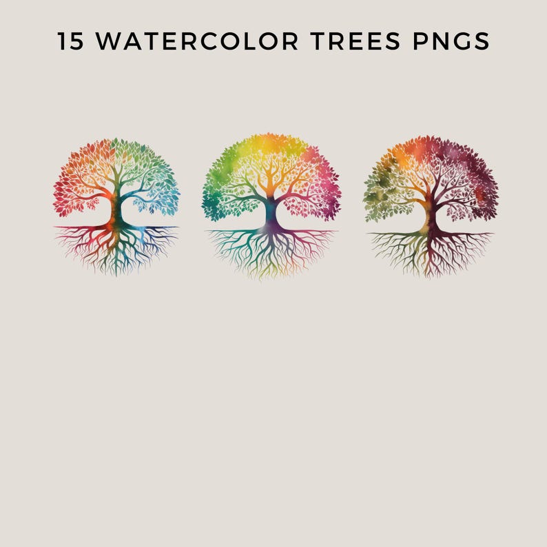 Watercolor Tree With Roots Clipart, Forest Tree Scrapbooking Clipart ...