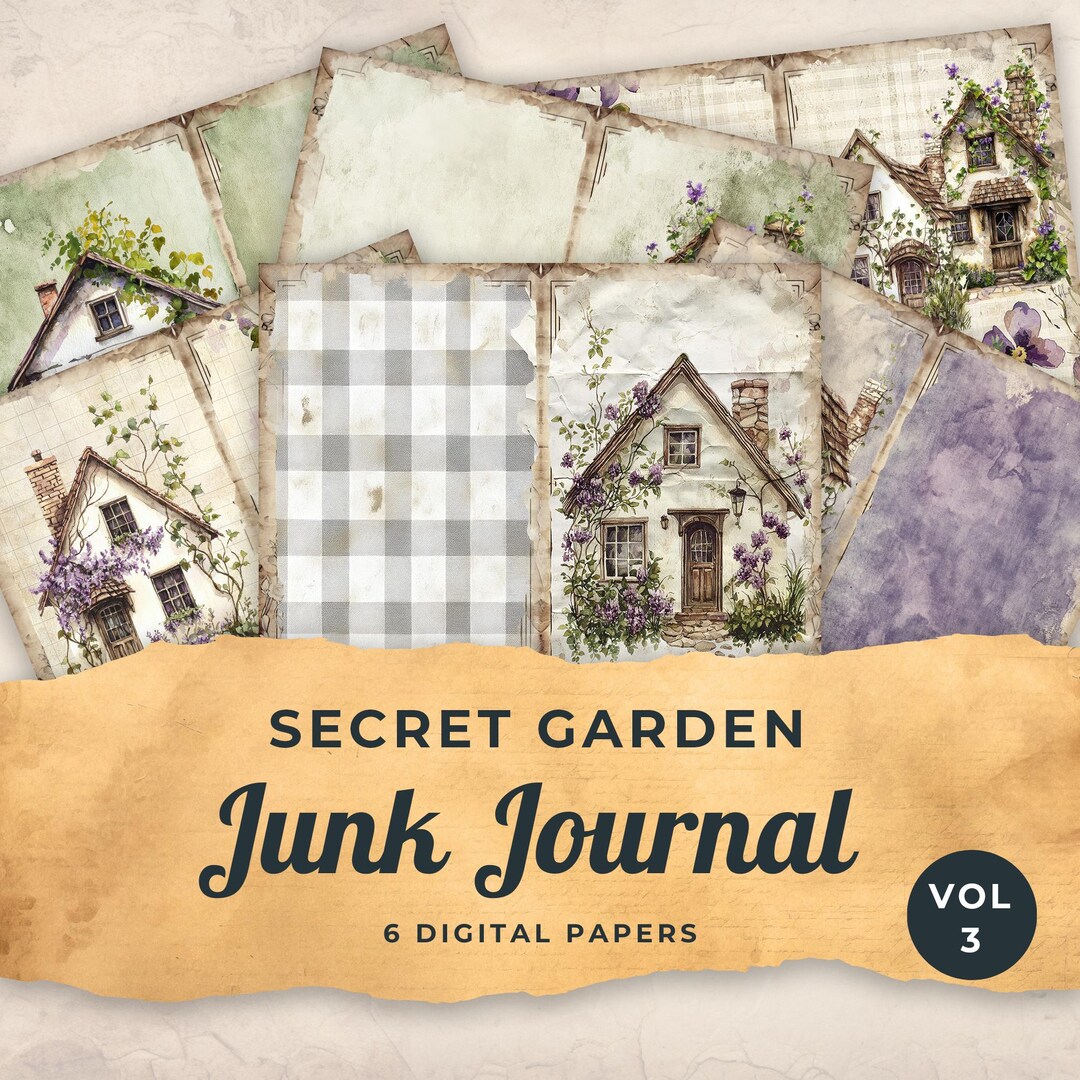Secret Garden Junk Journal Digital Paper, Houses JJ Kit, 6 Digital ...