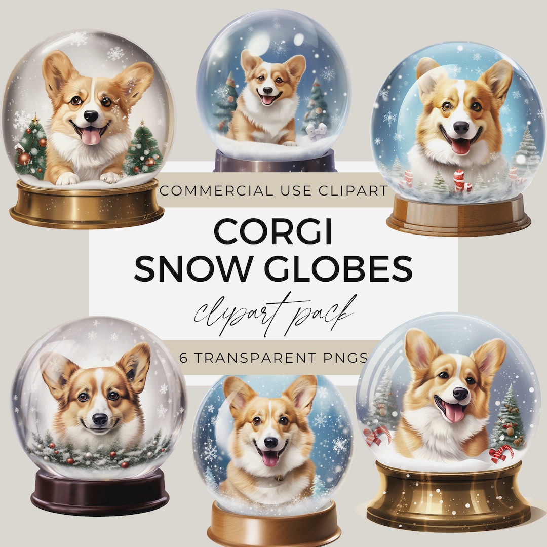 Corgi Snow Globe Clipart, Clipart for Commercial Use, Cute Dog Clip Art ...