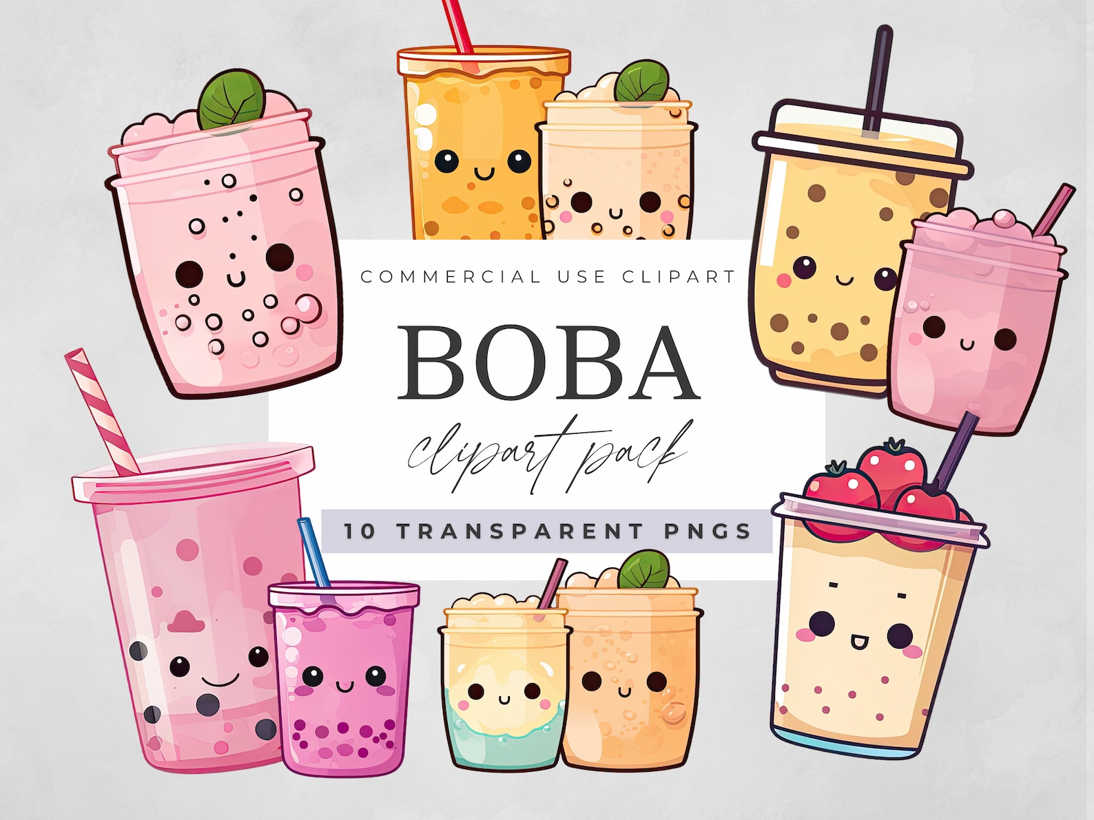Kawaii Boba Clipart, Clipart for Commercial Use, Transparent PNG ...