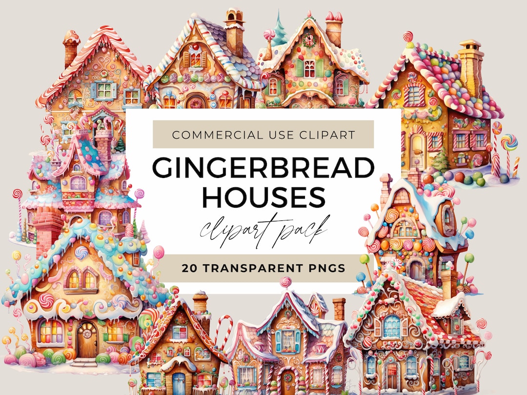 Gingerbread Houses Clipart Pack, Clipart for Commercial Use ...