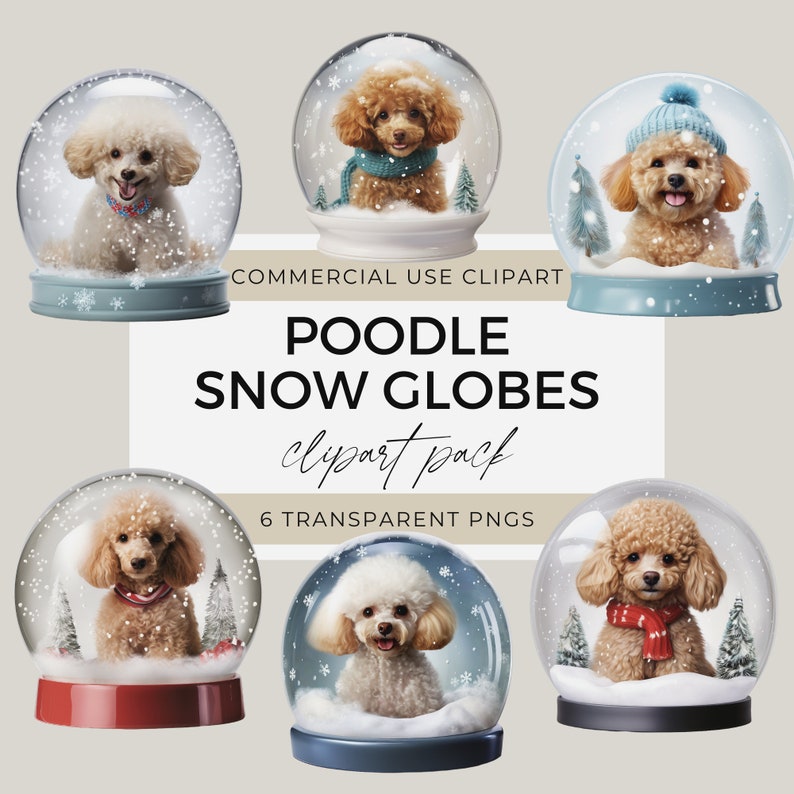 Poodle Snow Globe Clipart, Clipart for Commercial Use, Cute Dog Clip ...