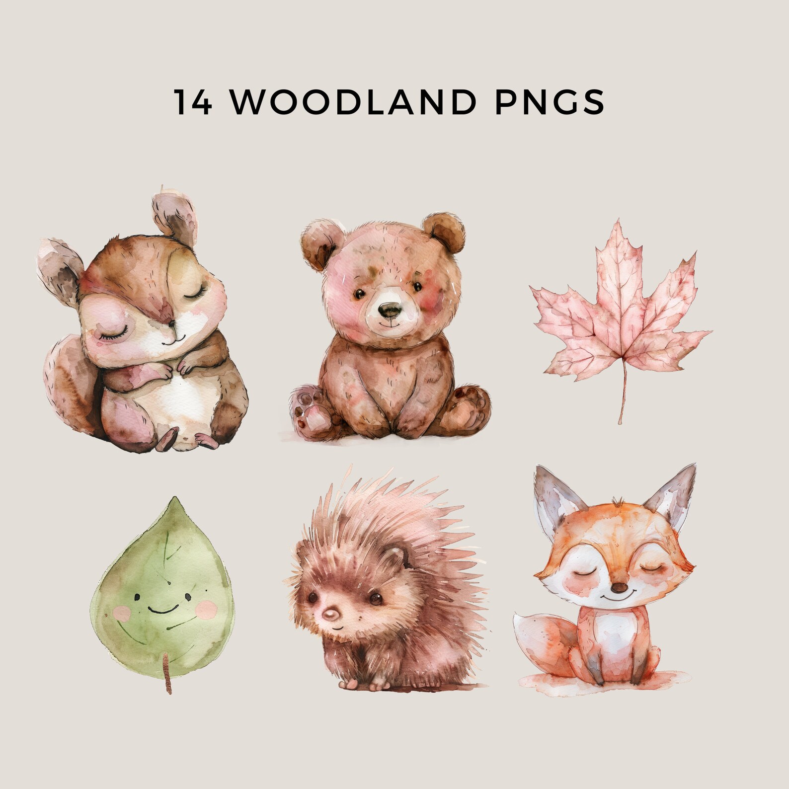 Baby Woodland Animals Clipart Bundle, Cute Nursery Art Bear, Fox ...