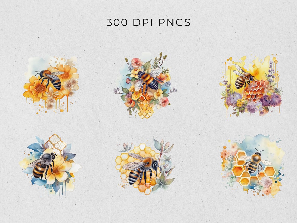 Bee Clipart, Watercolor Clipart, Clipart for Commercial Use, Cute Bee ...