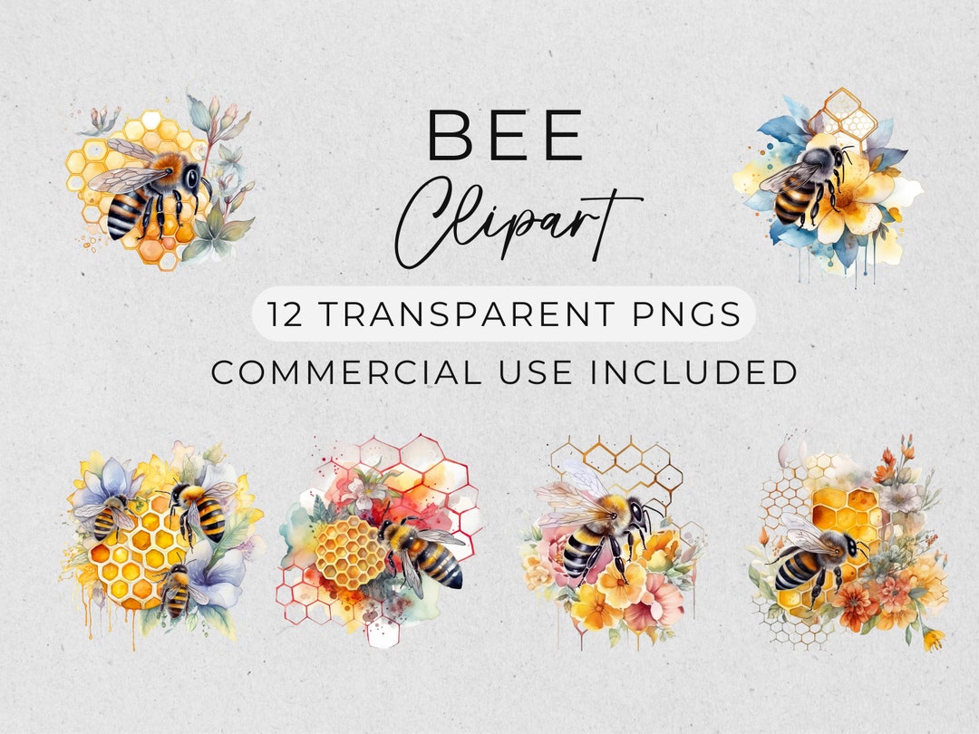 Bee Clipart, Watercolor Clipart, Clipart for Commercial Use, Cute Bee ...
