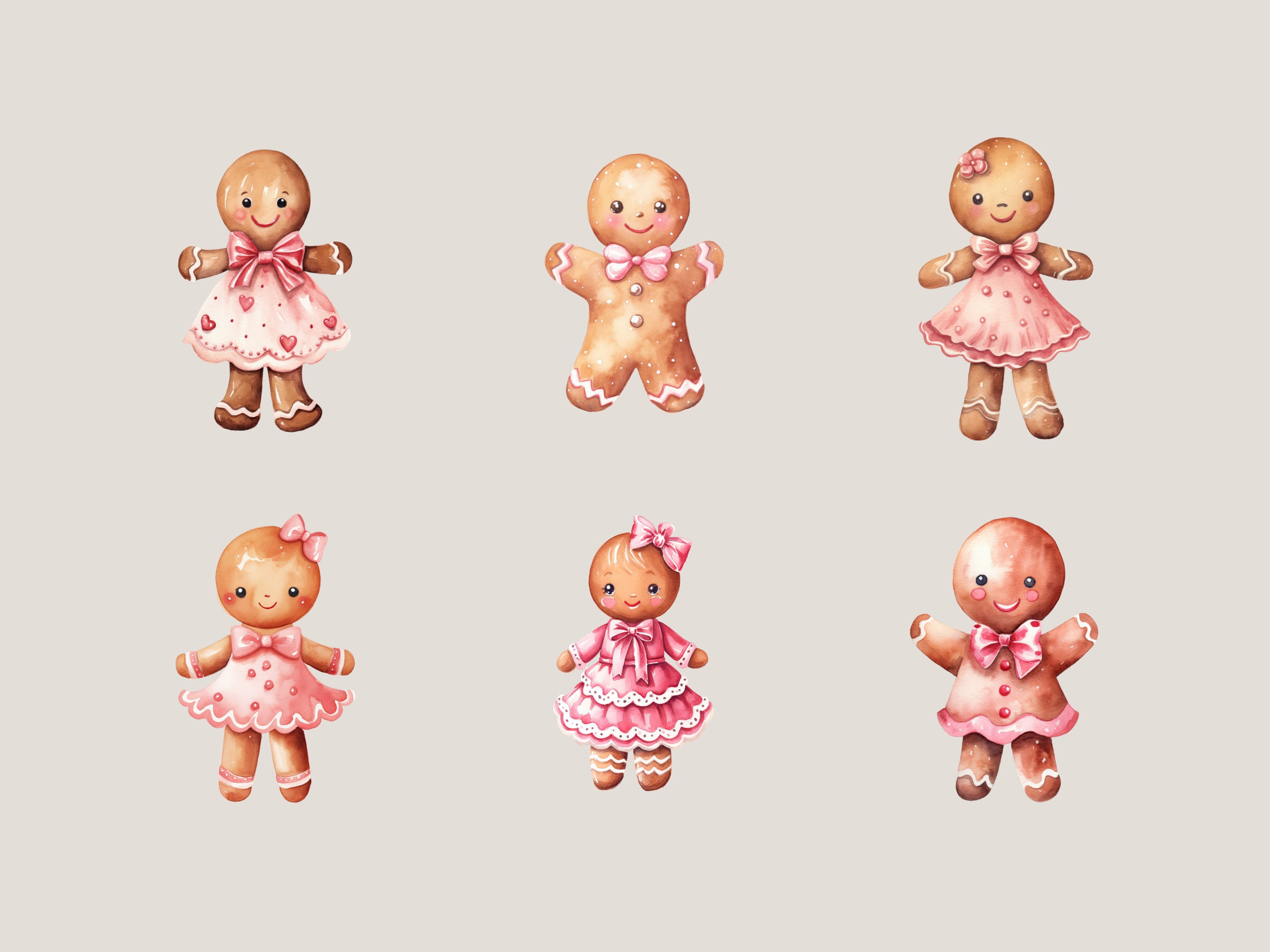 Gingerbread Girls Clipart Pack, Clipart for Commercial Use, Pink ...