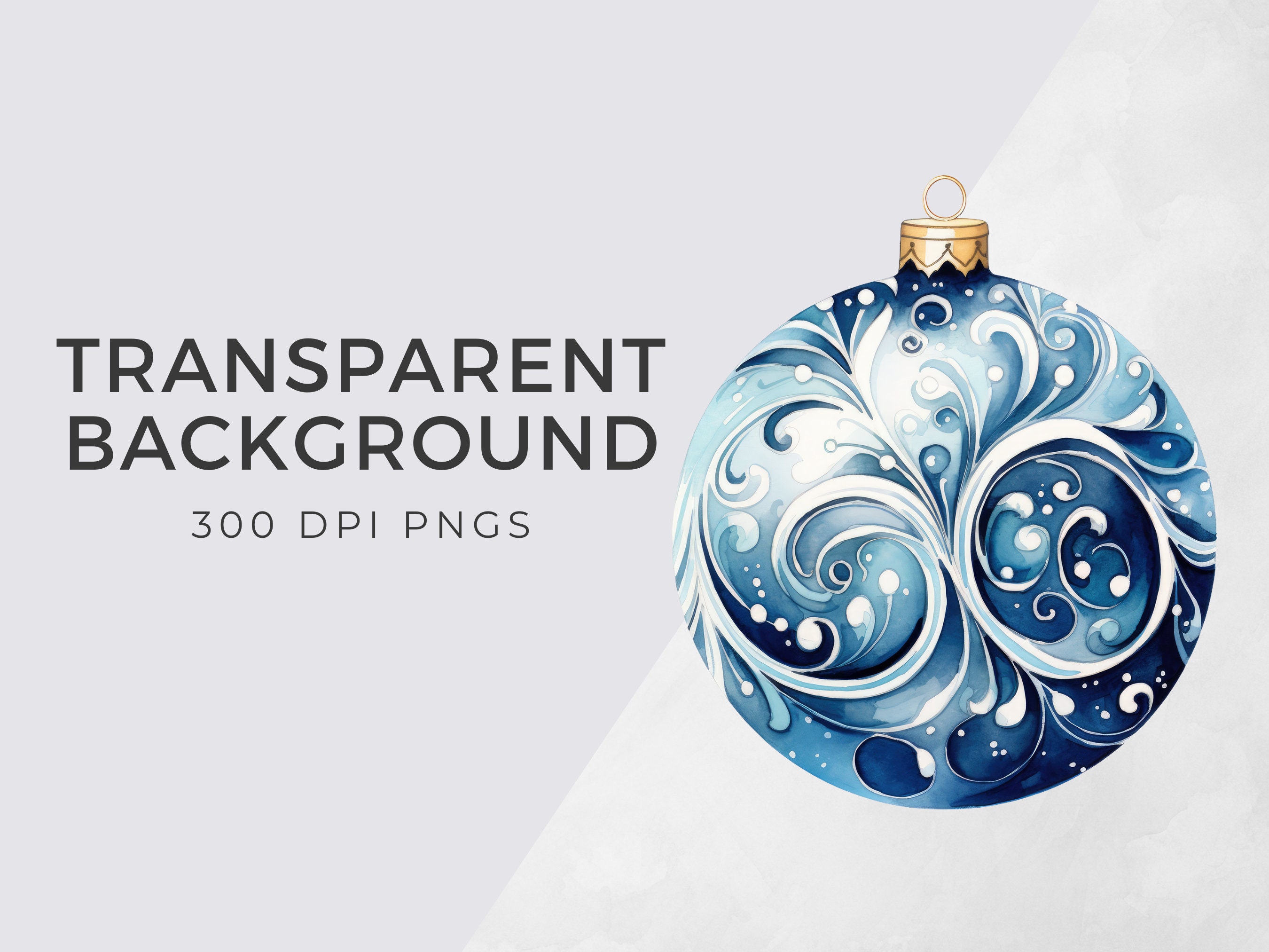 Blue Christmas Ornaments Clipart Pack, Clipart for Commercial Use ...