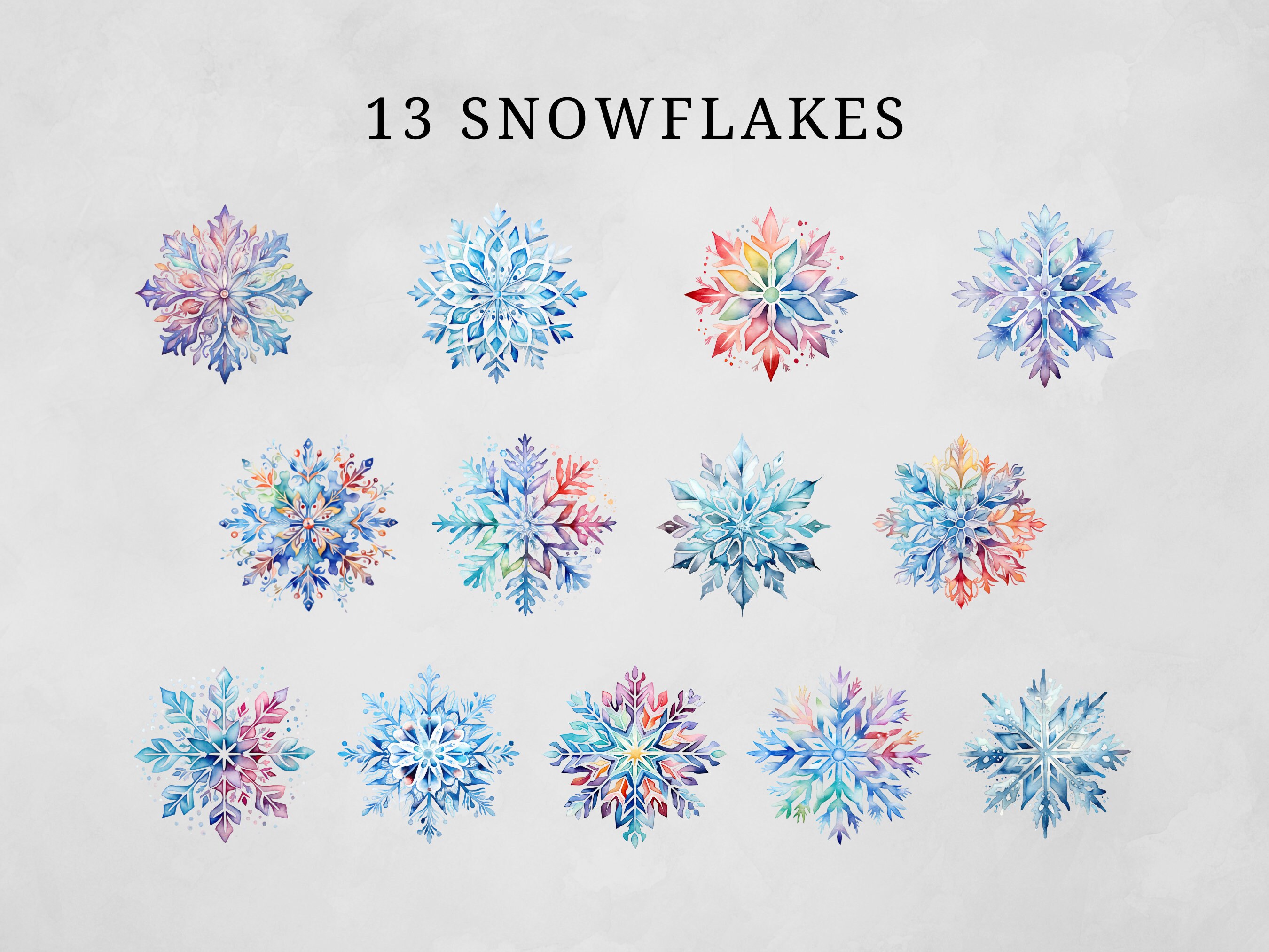 Whimsical Snowflakes Clipart Pack, Clip Art for Commercial Use ...