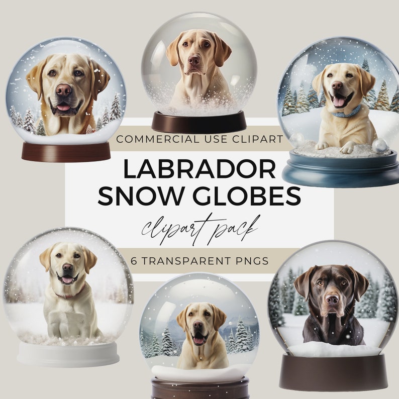 Labrador Snow Globe Clipart, Clipart for Commercial Use, Cute Dog Clip ...