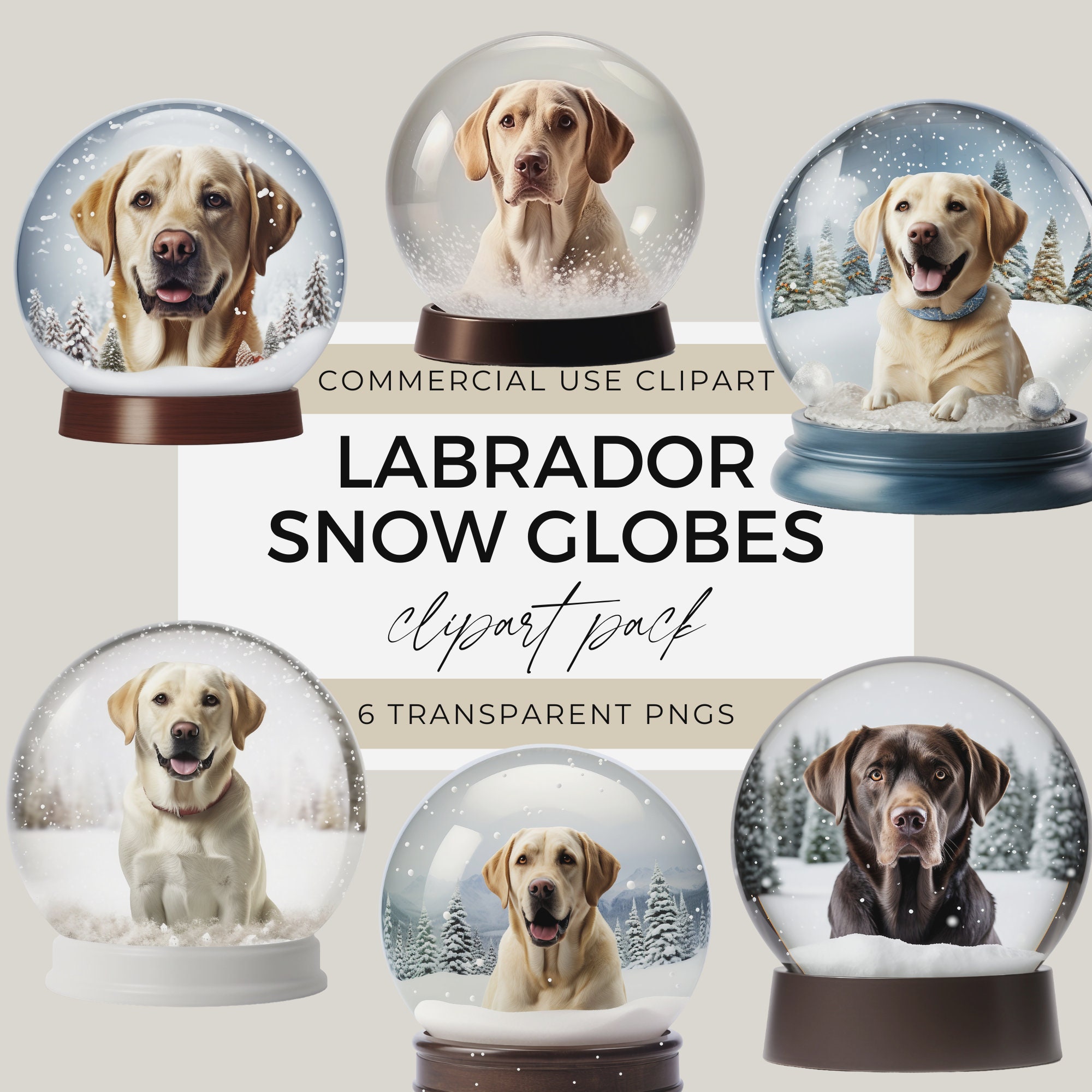 Labrador Snow Globe Clipart, Clipart for Commercial Use, Cute Dog Clip ...