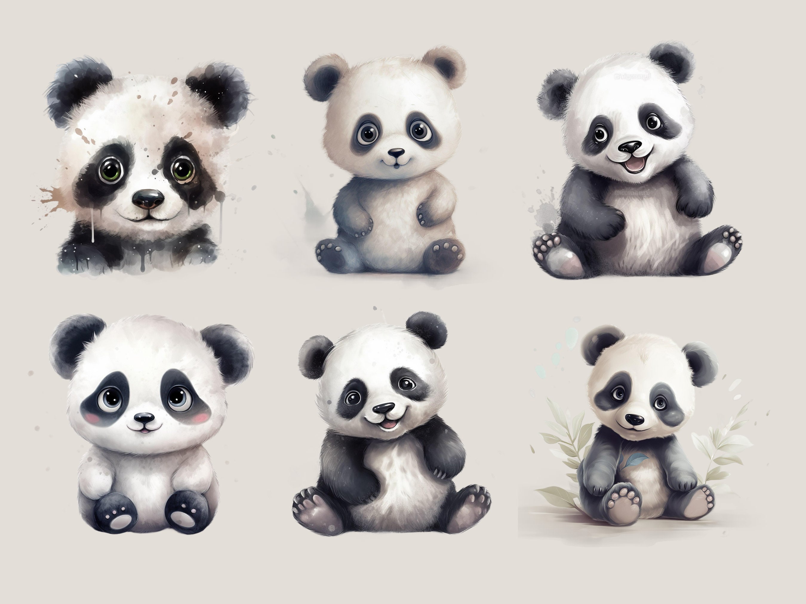 Baby Panda Clipart, Watercolor Clipart, Clipart for Commercial Use ...