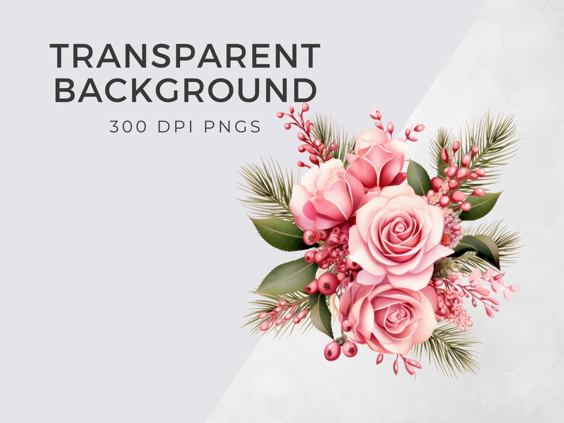 Christmas Flower Clipart, Clip Art for Commercial Use, Christmas PNG ...