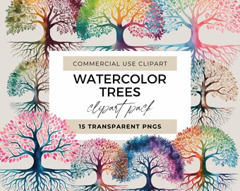 Watercolor Tree With Roots Clipart, Forest Tree Scrapbooking Clipart ...