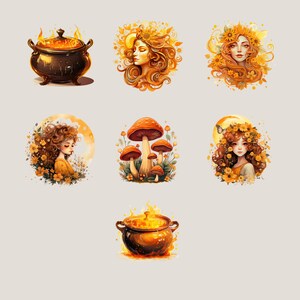 Watercolor Litha Clipart PNG Set, Floral Pagan Holiday Wiccan Art ...