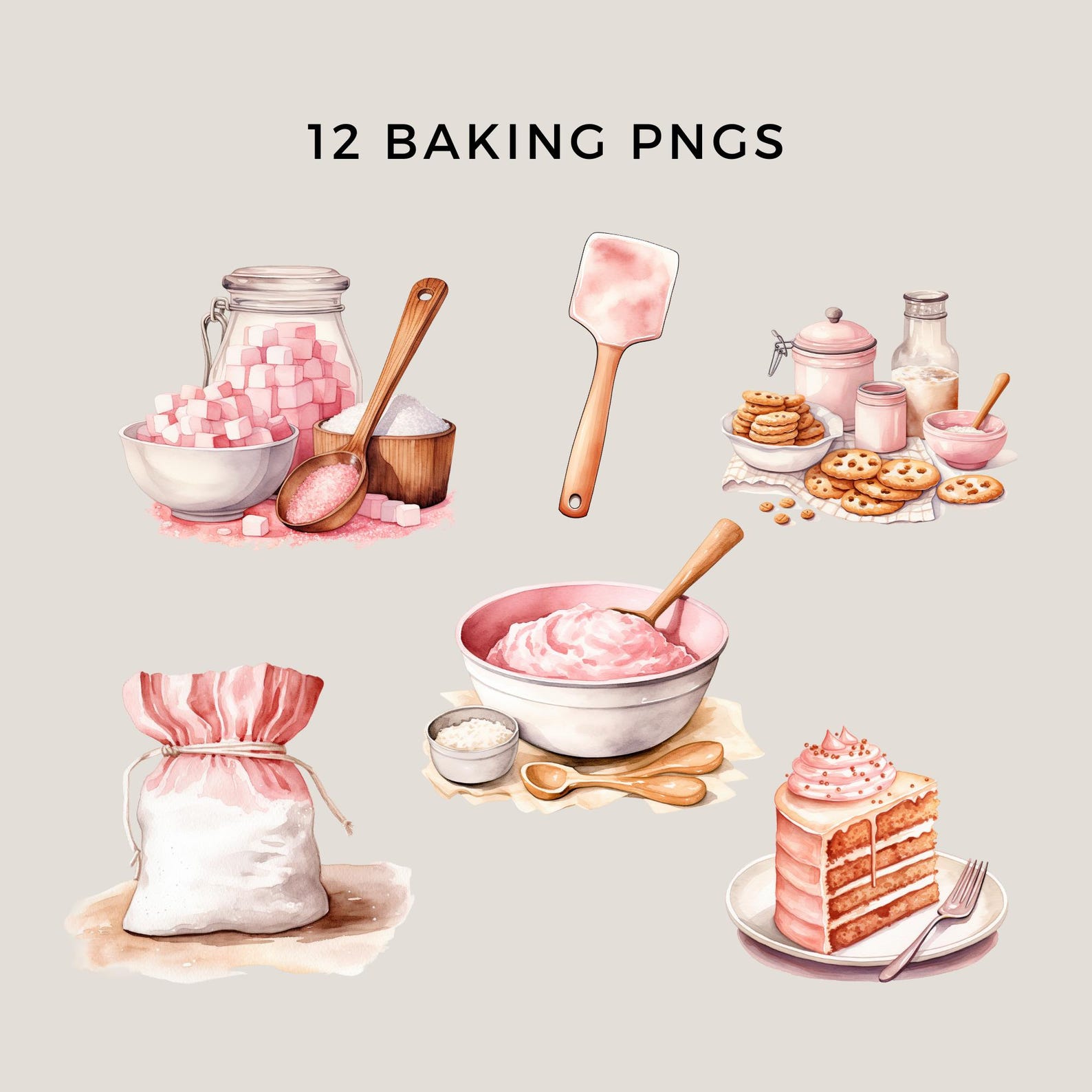 Watercolor Baking Clipart, Baking Supplies Png, Home Bakery Logo ...