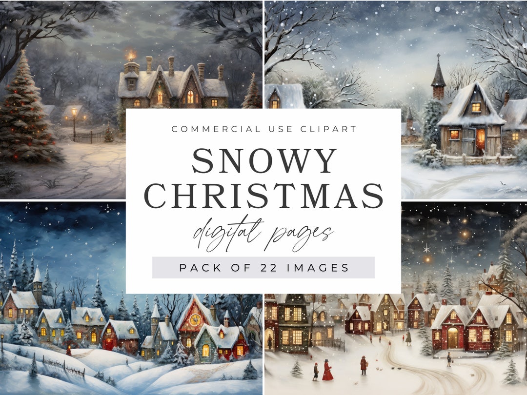 Snowy Christmas Digital Paper Pack, Commercial Use, Christmas PNG, Xmas ...