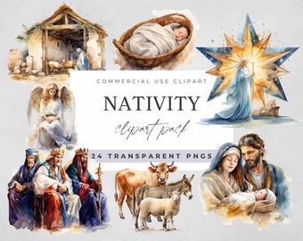 Christmas Nativity Silhouettes Digital Art Set Clipart Commercial Use ...