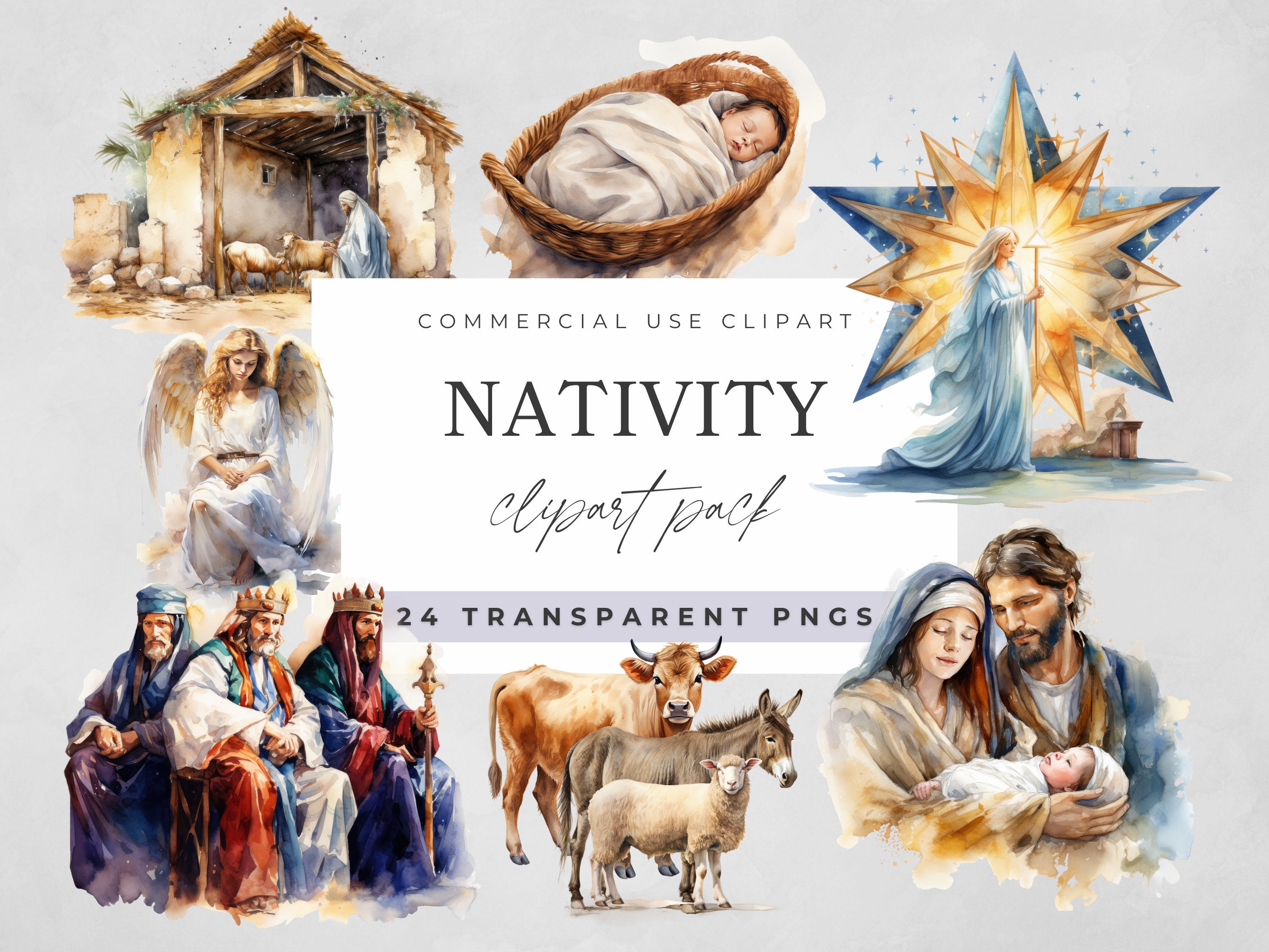 Christmas Nativity Clipart Pack, Clipart for Commercial Use ...