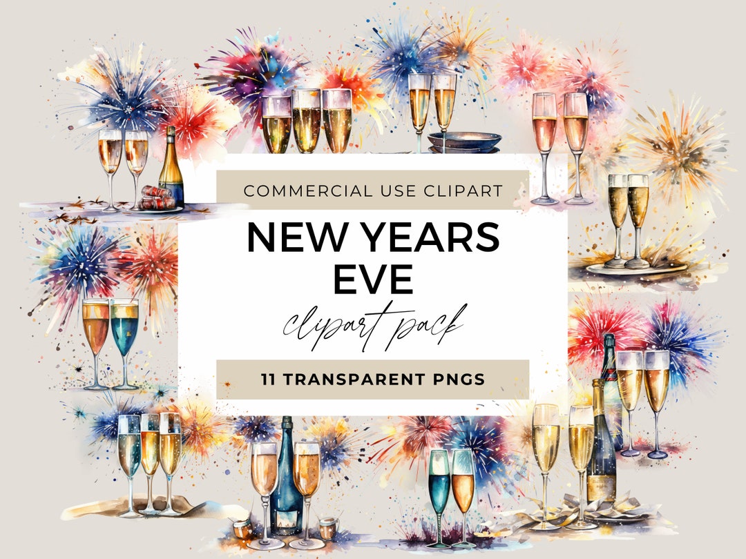 New Years Eve Clipart Pack, Clipart for Commercial Use, Celebration ...