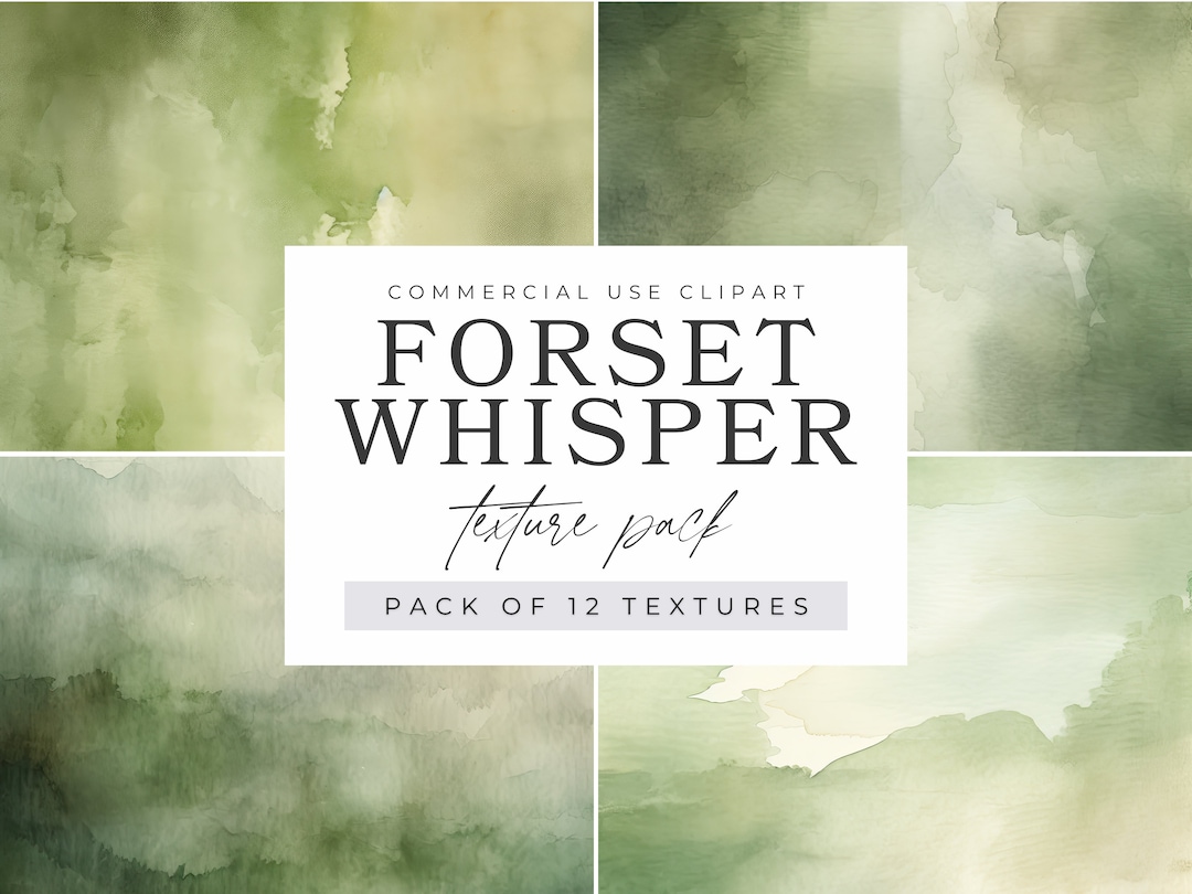 Forest Whisper Texture Clipart Pack, Commercial Use, Watercolor Wash ...