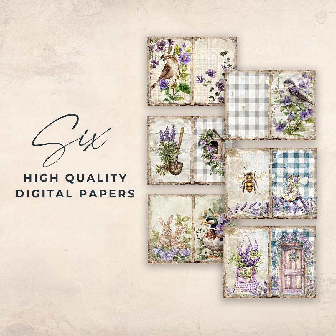 Secret Garden Junk Journal Digital Paper, Birds JJ Kit, 6 Digital ...