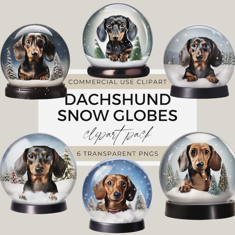 Dachshund Snow Globe Clipart, Clipart for Commercial Use, Cute Dog Clip ...
