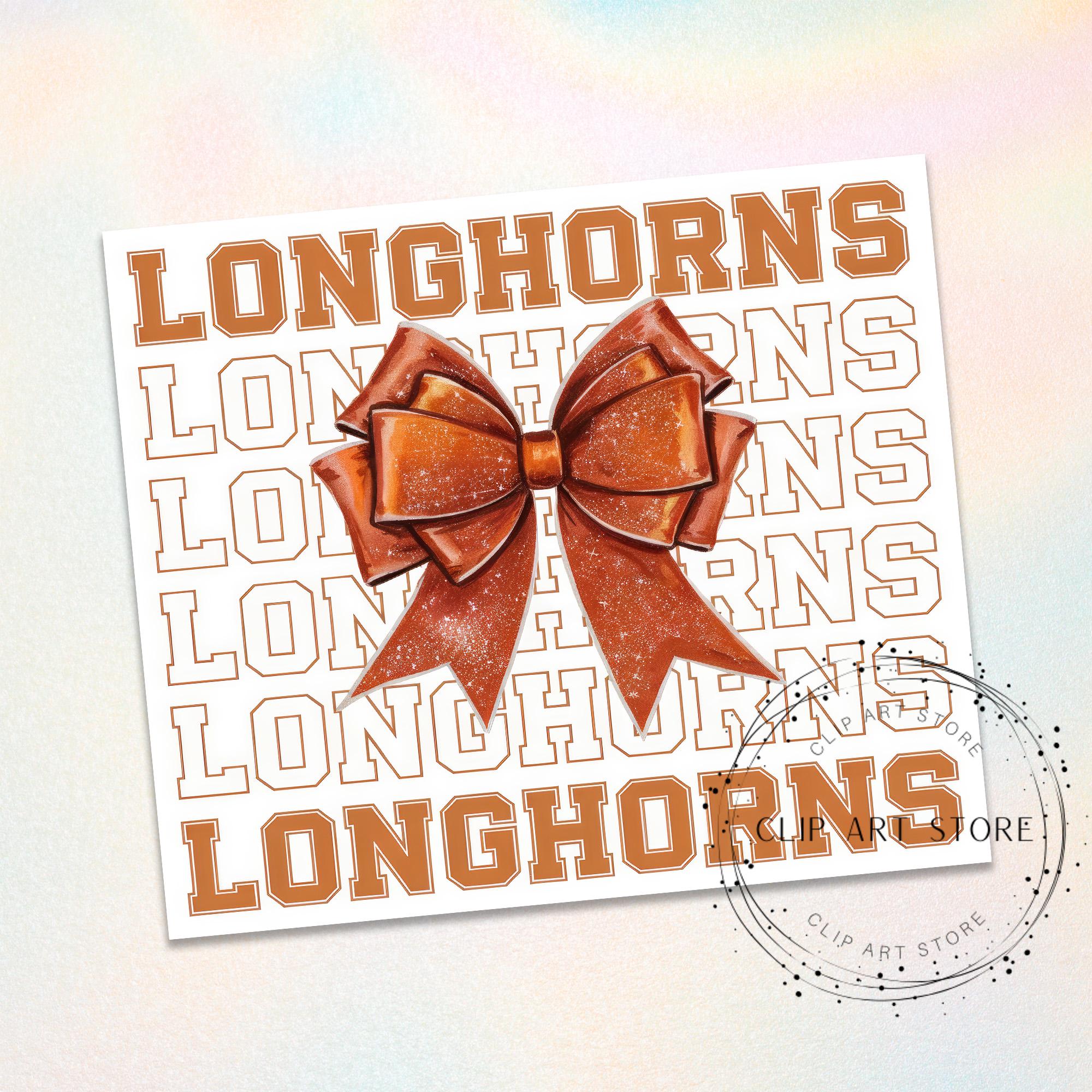 Longhorns School Team Bow Tumbler Wrap, Orange Team Football, Cheer ...