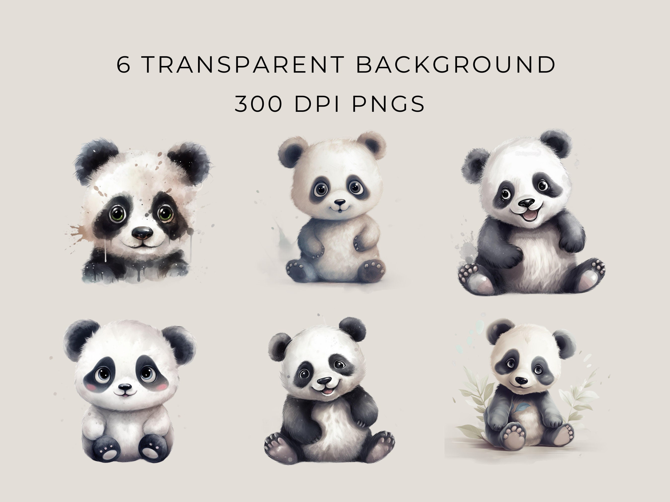 Baby Panda Clipart, Watercolor Clipart, Clipart for Commercial Use ...