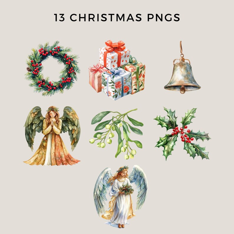 Traditional Christmas Clipart Pack, Clip Art for Commercial Use ...