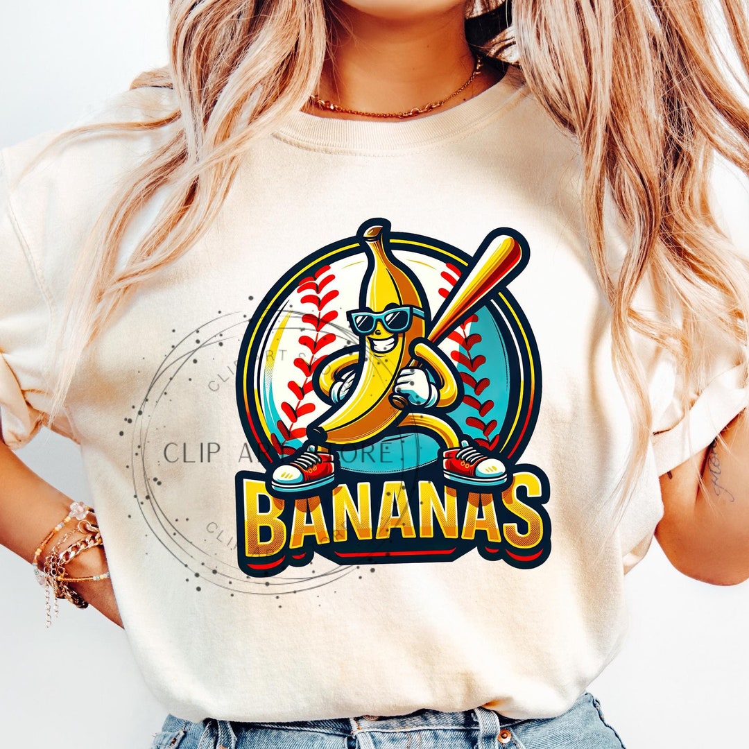 Let's Go Bananas Baseball PNG, Sports Team Mascot, Funny Banana Playing ...
